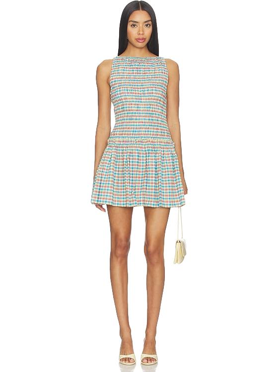 PRINCESS POLLY Princess Polly Adalind Plaid Ruched Mini Shirtdress
